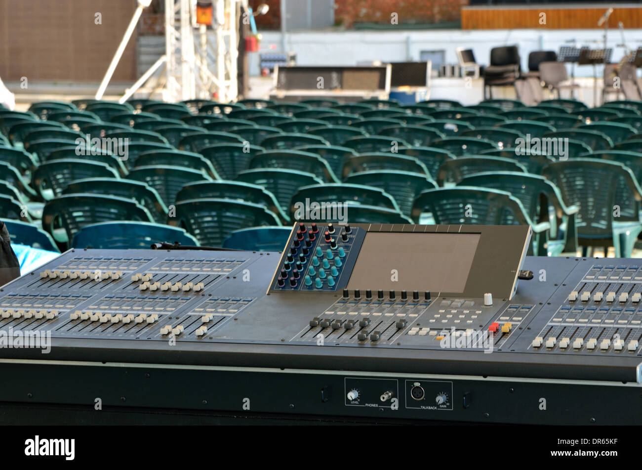 Big mixer console in a concert stage Stock Photo - Alamy