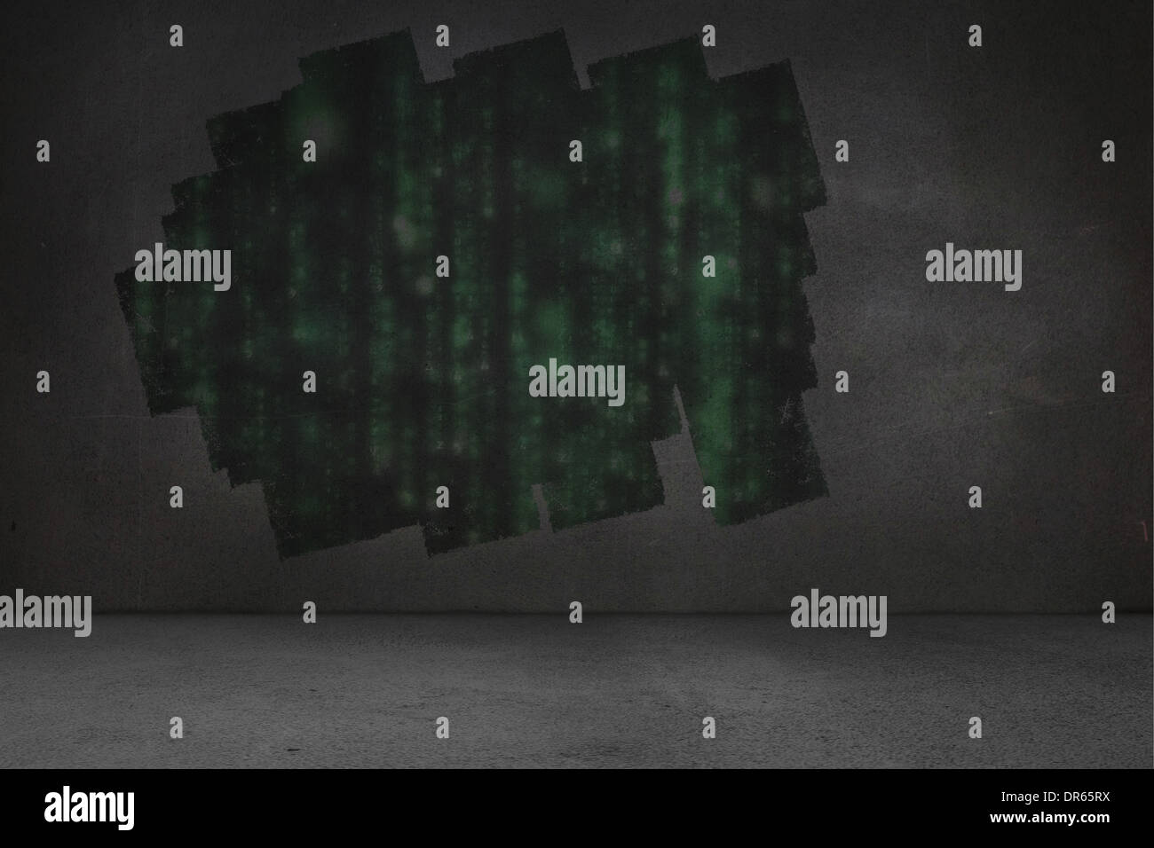 Display on wall showing green matrix Stock Photo - Alamy