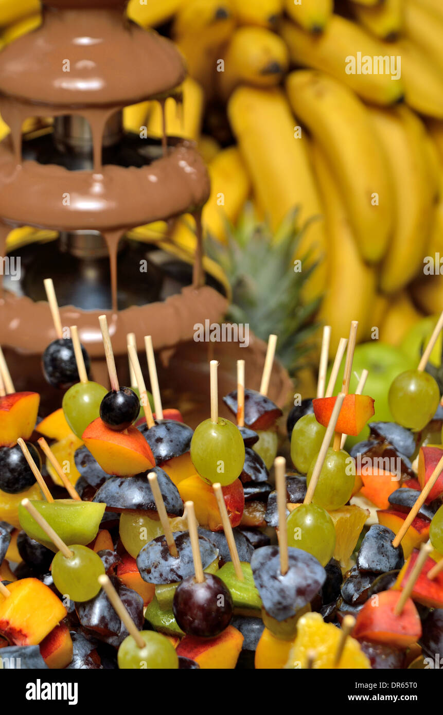 Pinchos De Frutas Con Chocolate