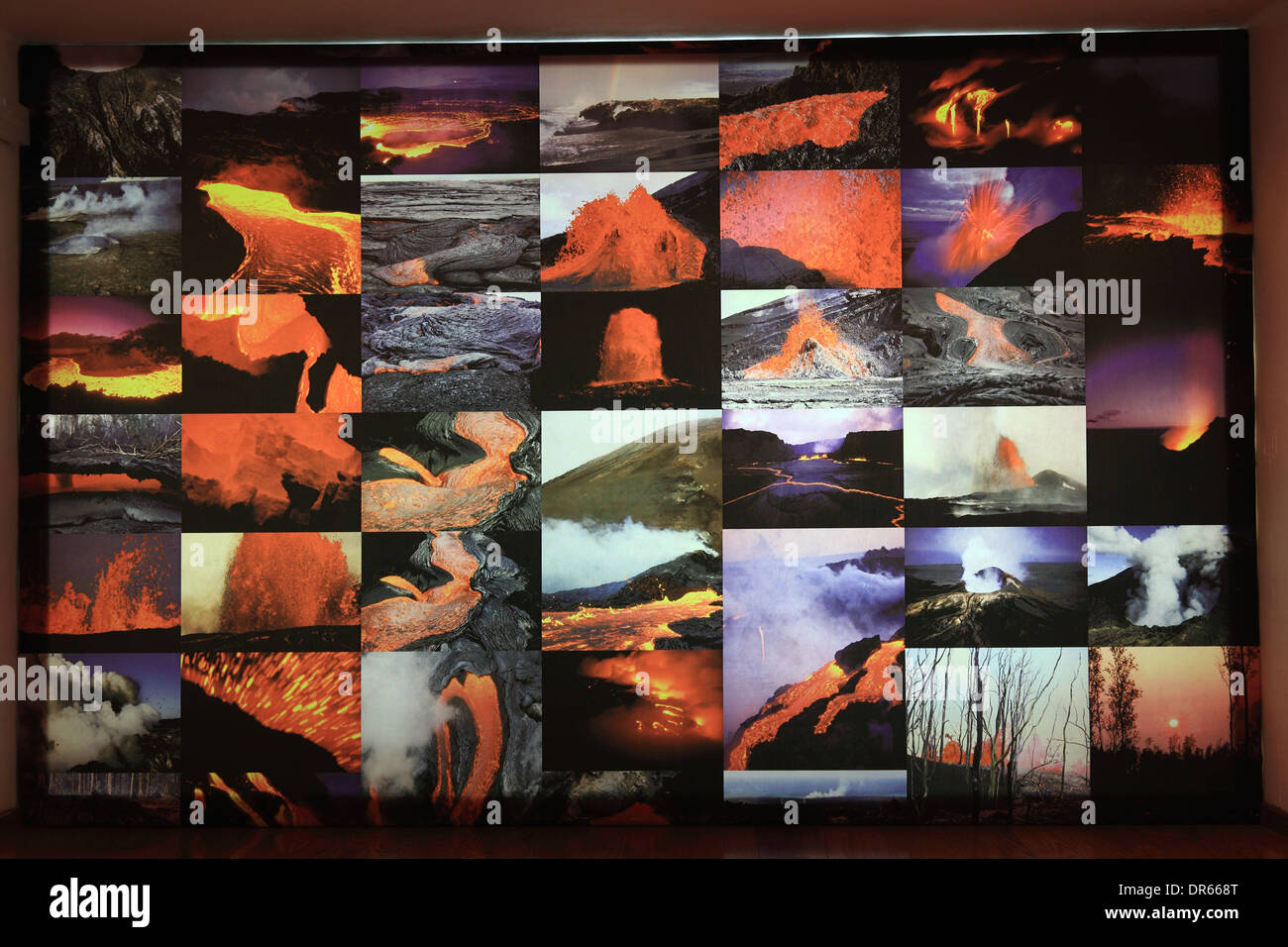 Display board in the volcano museum in the Jameos del Agua, in the lava ...