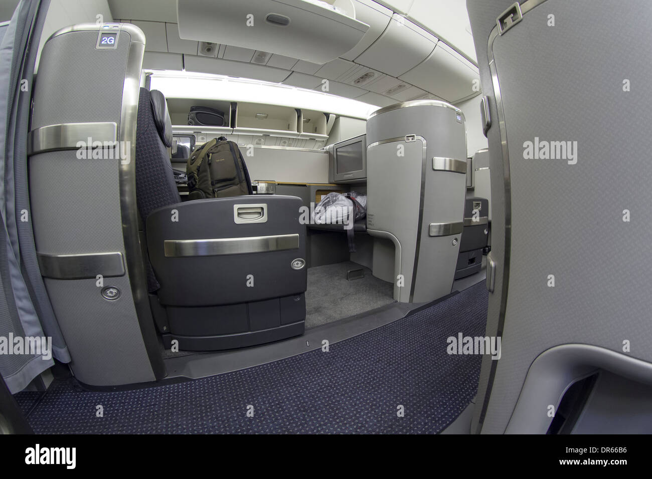A commercial airline's fully flat first class seat and modern ...