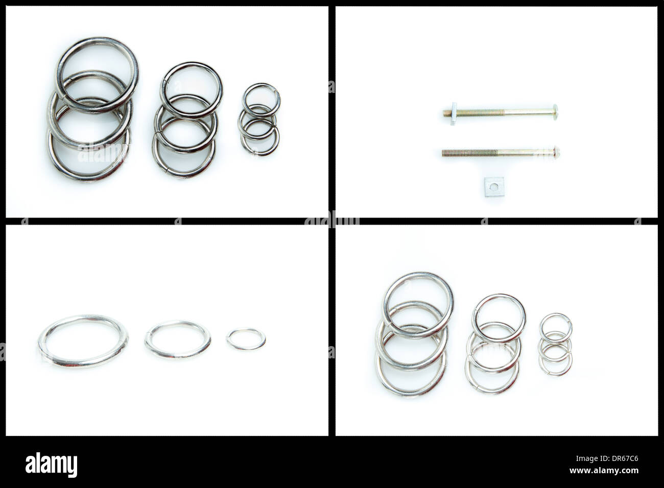 metal rings on a white background set Stock Photo - Alamy