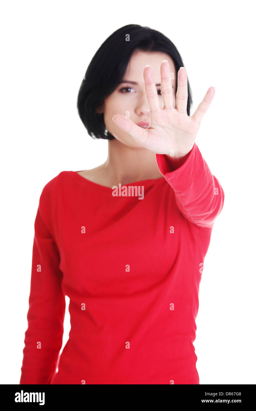 Warning sing hand hi-res stock photography and images - Alamy