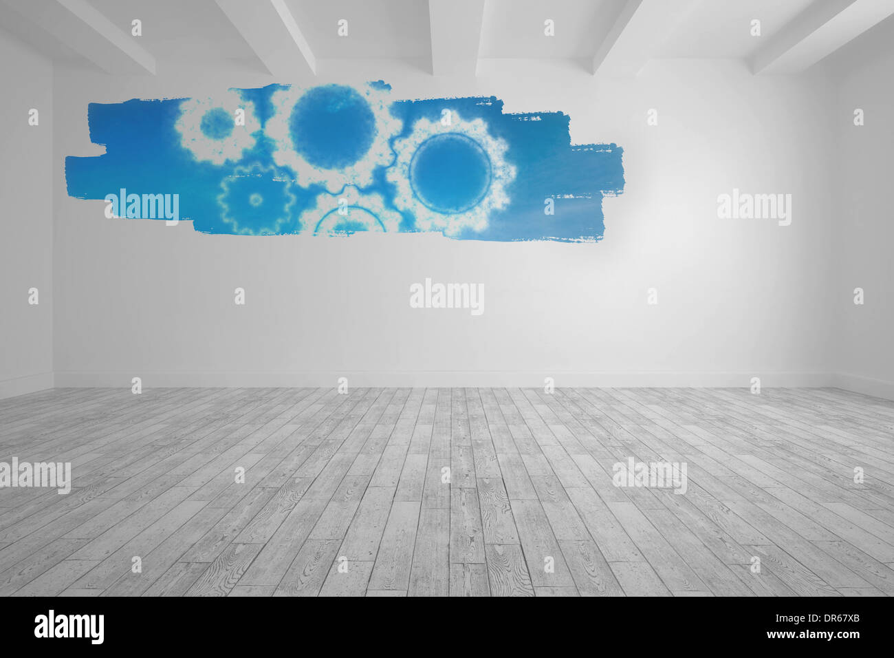 Display on wall showing cogs and wheels Stock Photo - Alamy