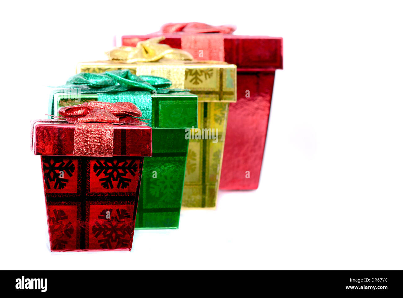 Several gift boxes isolated on a white background Stock Photo - Alamy
