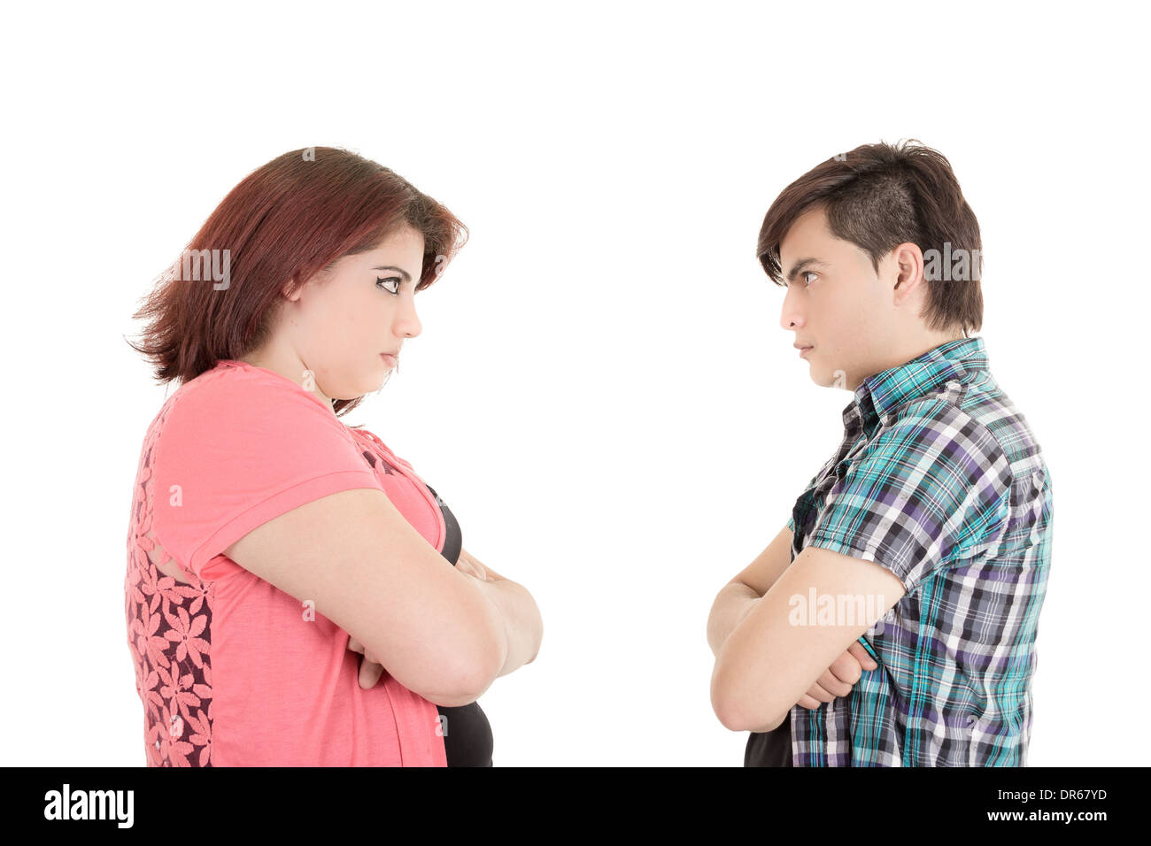 Isolated couple angry at each other Stock Photo - Alamy