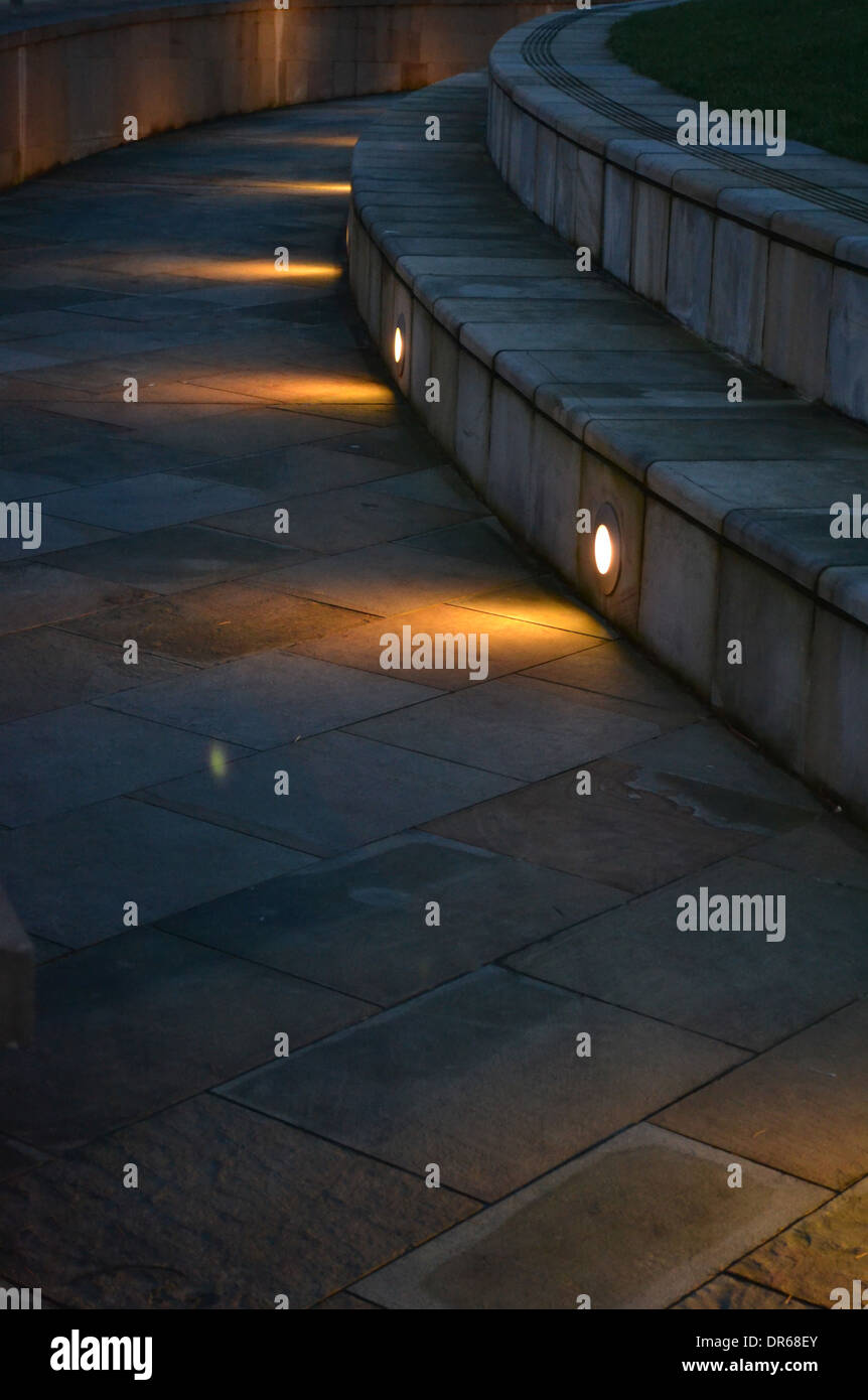 stone steps with dramatic lighting at night Stock Photo - Alamy