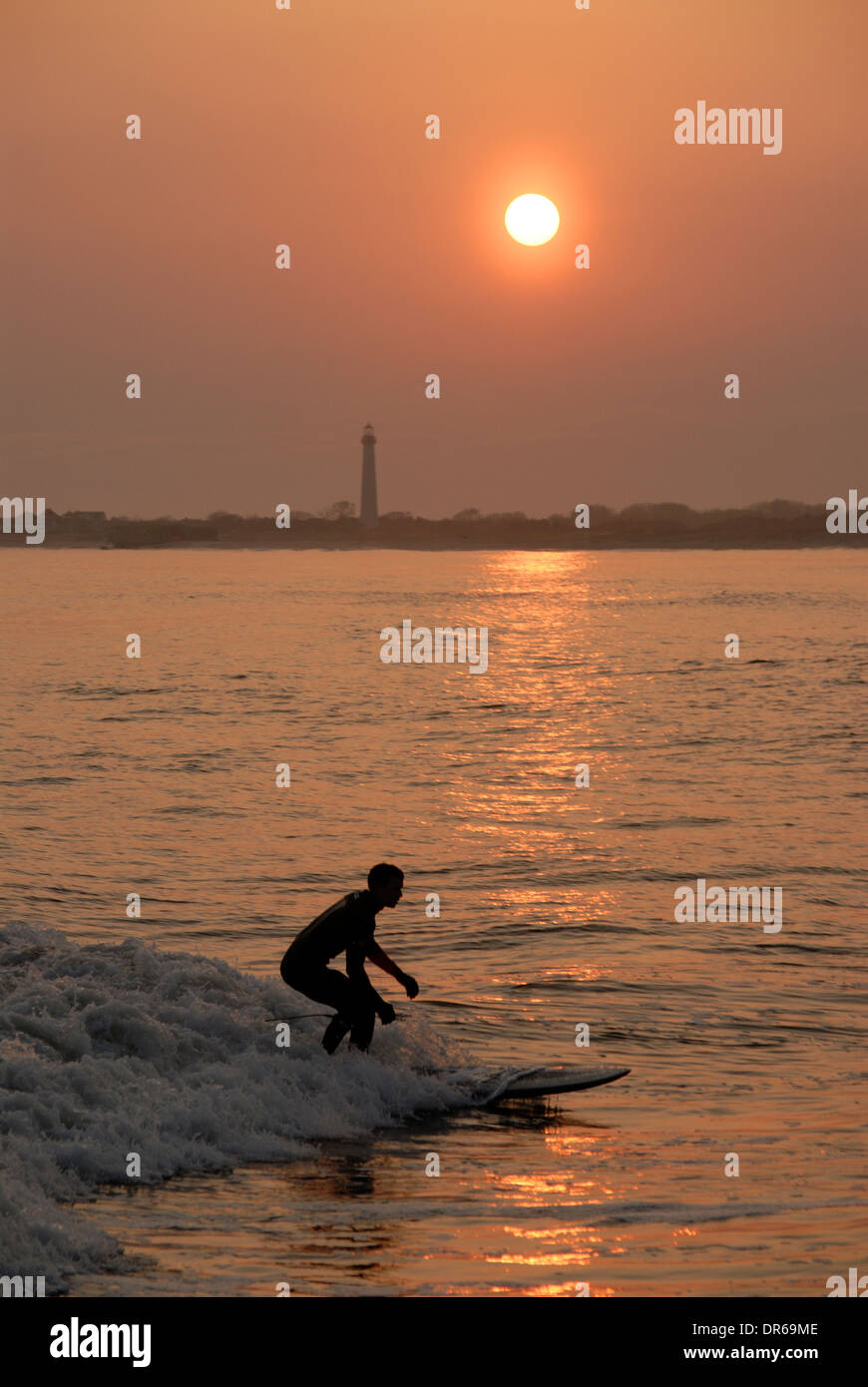 Man surfing in the Atlantic Ocean off the beach in Cape May, New Jersey ...