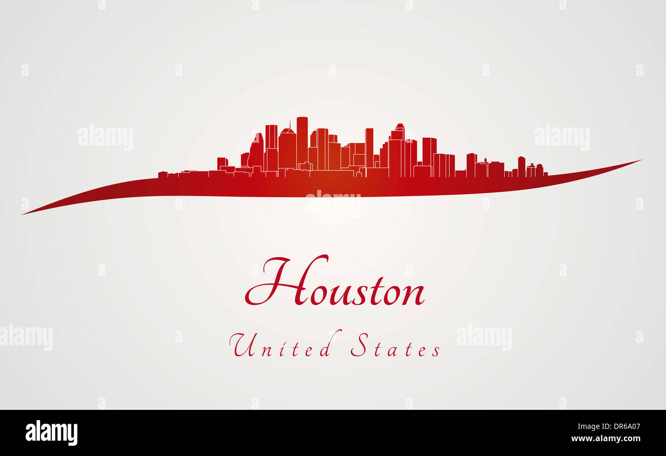 Houston skyline in red and gray background Stock Photo - Alamy