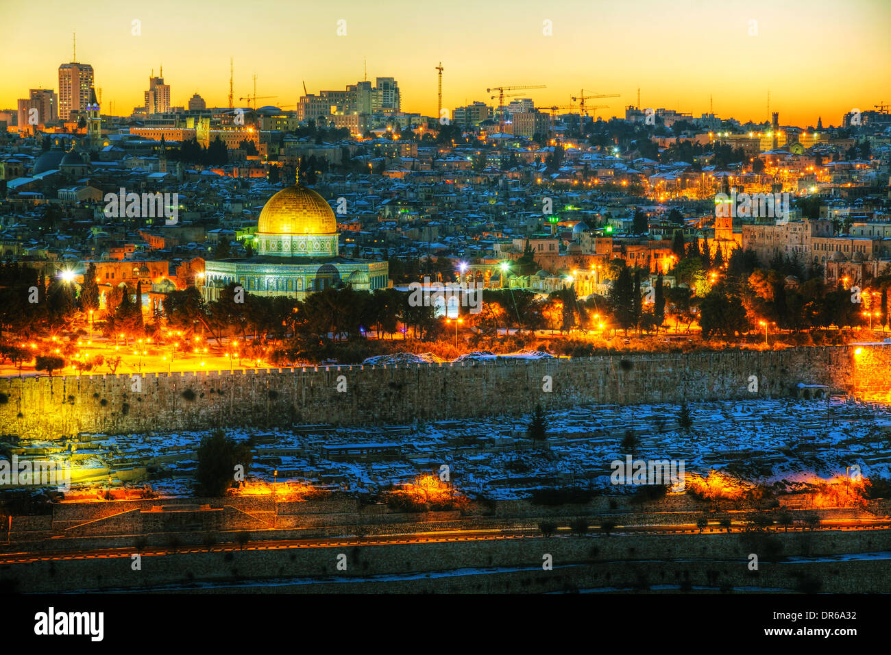 Overview of Old City in Jerusalem, Israel with The Golden Dome Mosque ...