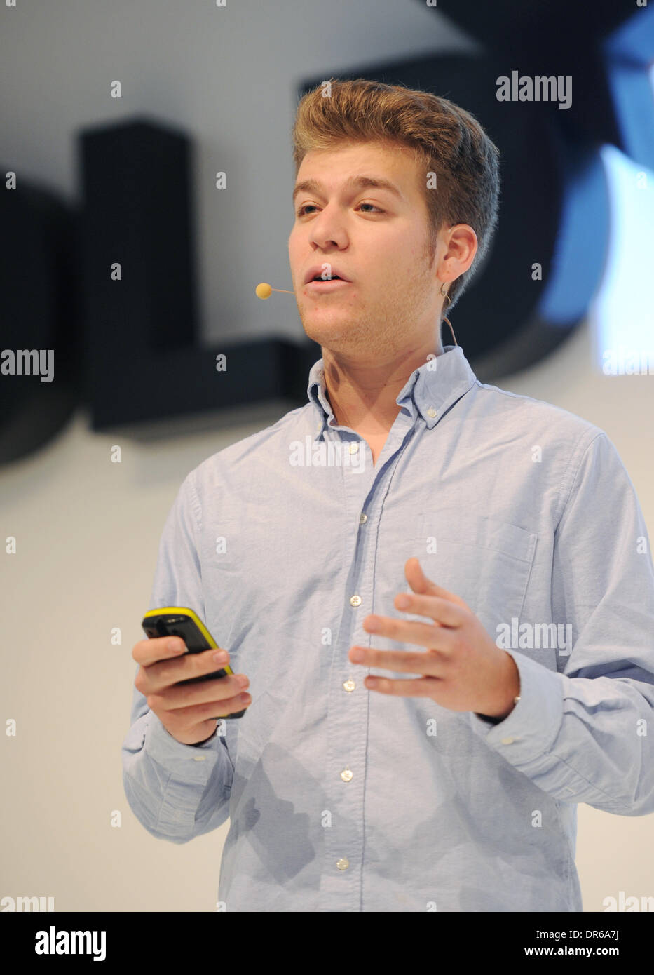 MUNICH/GERMANY - JANUARY 20: Zach Sims (Codecademy) gestures on the ...