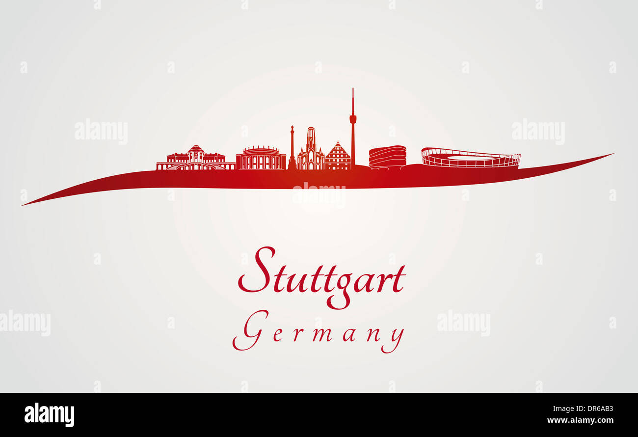 Stuttgart skyline in red and gray background Stock Photo - Alamy