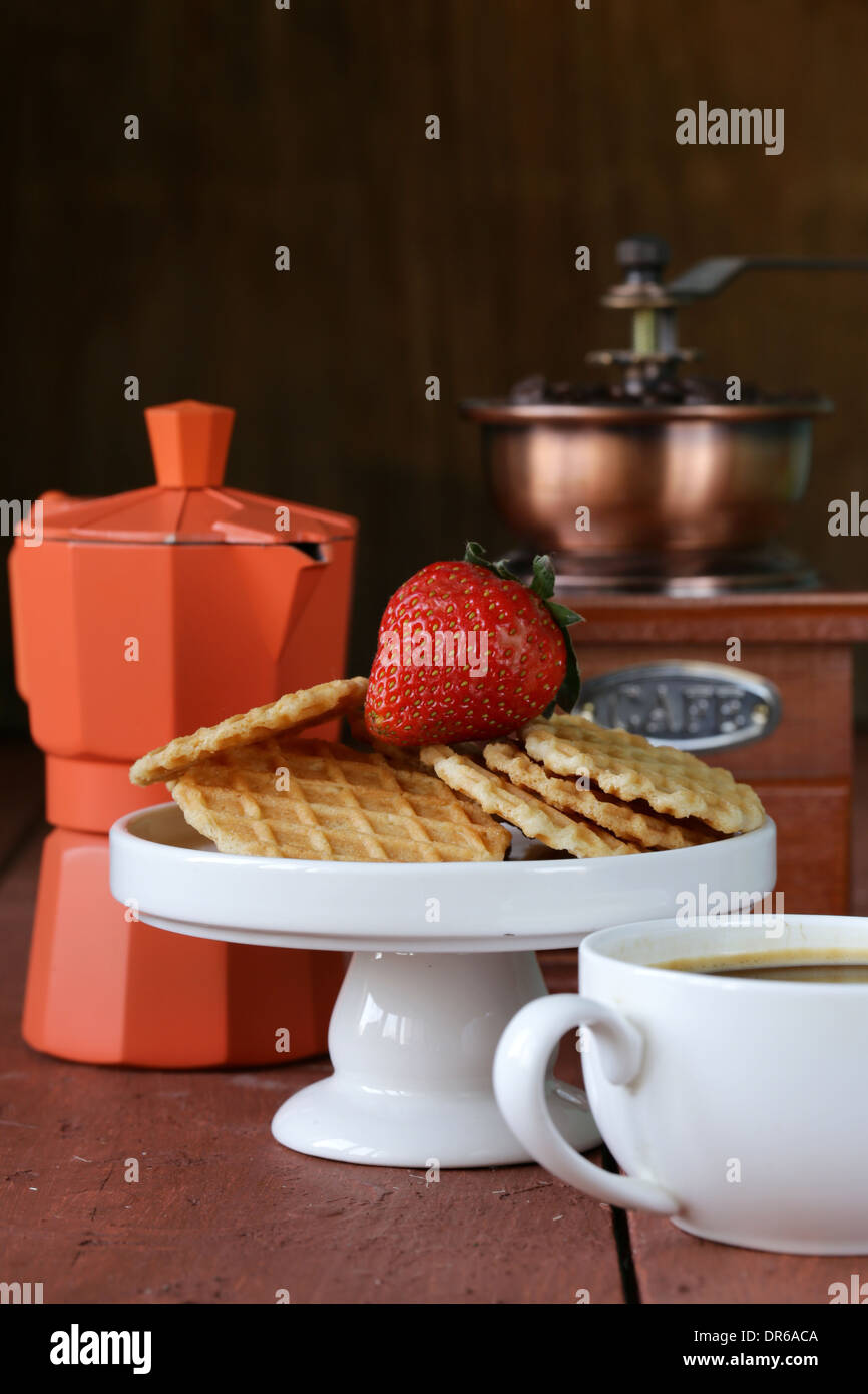 Still life breakfast waffles hi-res stock photography and images - Alamy