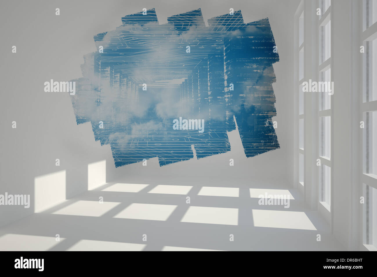 Abstract screen in room showing technology interface Stock Photo - Alamy