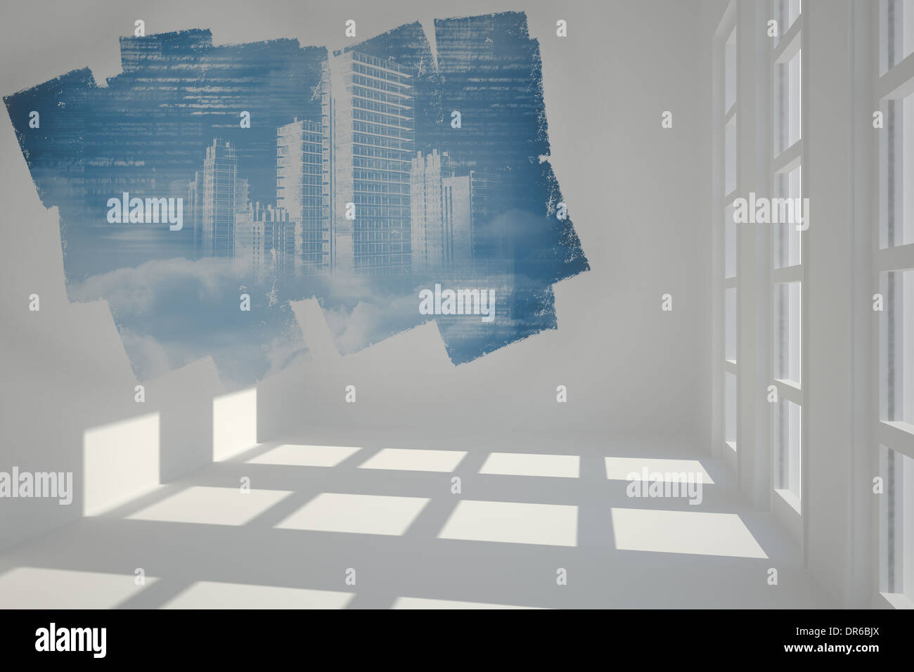 Abstract screen in room showing technology interface Stock Photo - Alamy