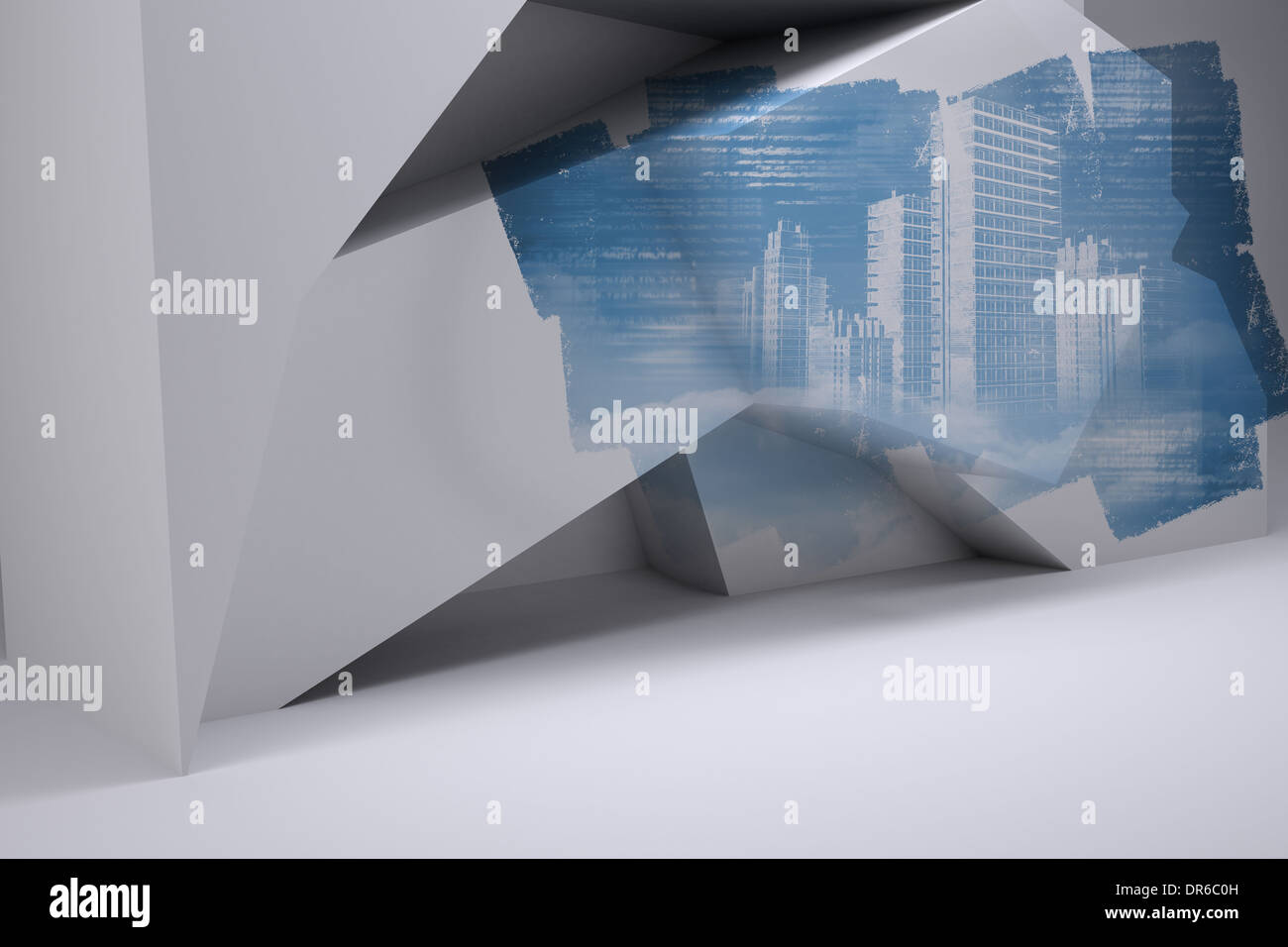 Abstract screen in room showing technology interface Stock Photo - Alamy