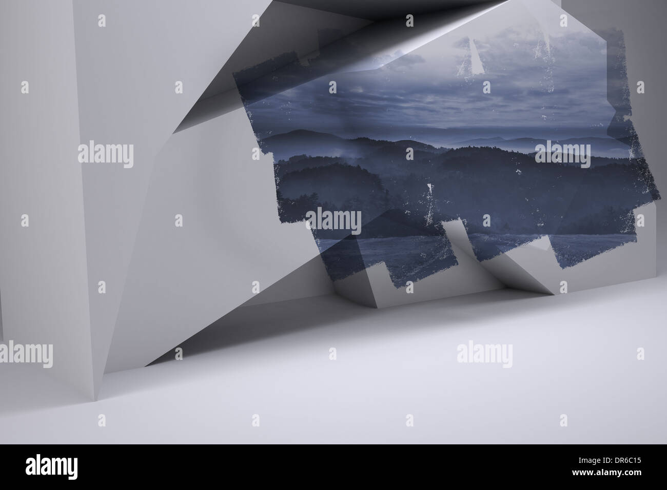 Abstract screen in room showing technology interface Stock Photo - Alamy