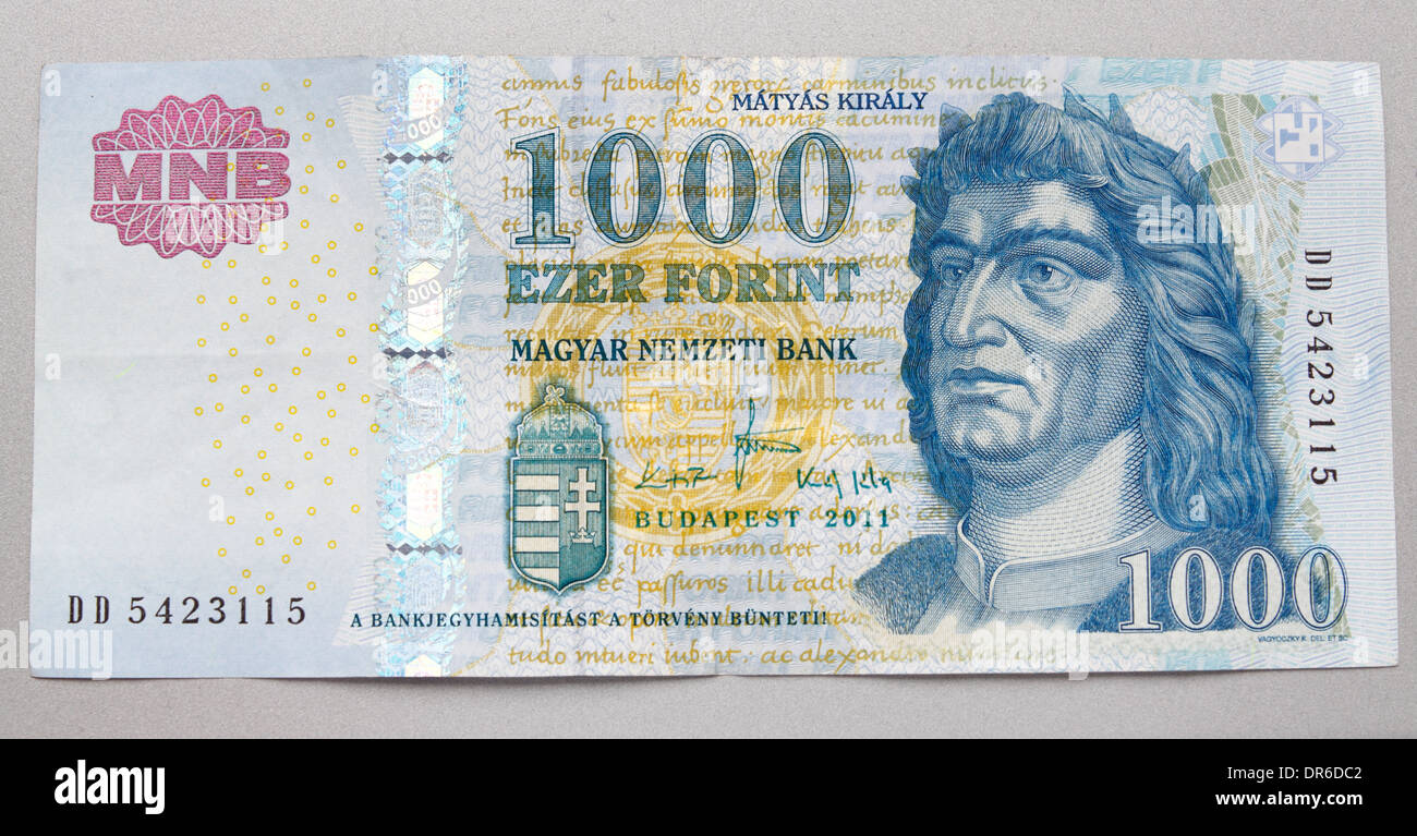 Portrait of King Matthias Corvinus on the front side of the Hungarian ...