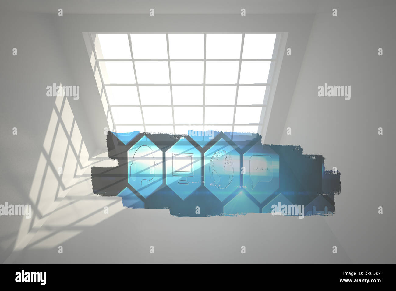 Abstract screen in room showing technology interface Stock Photo - Alamy