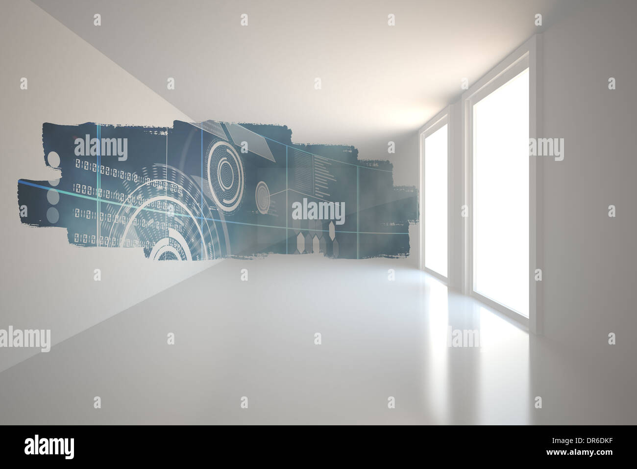 Abstract screen in room showing technology interface Stock Photo - Alamy