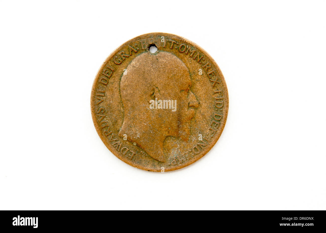 defaced vintage 1909 Edward VII British penny Stock Photo - Alamy
