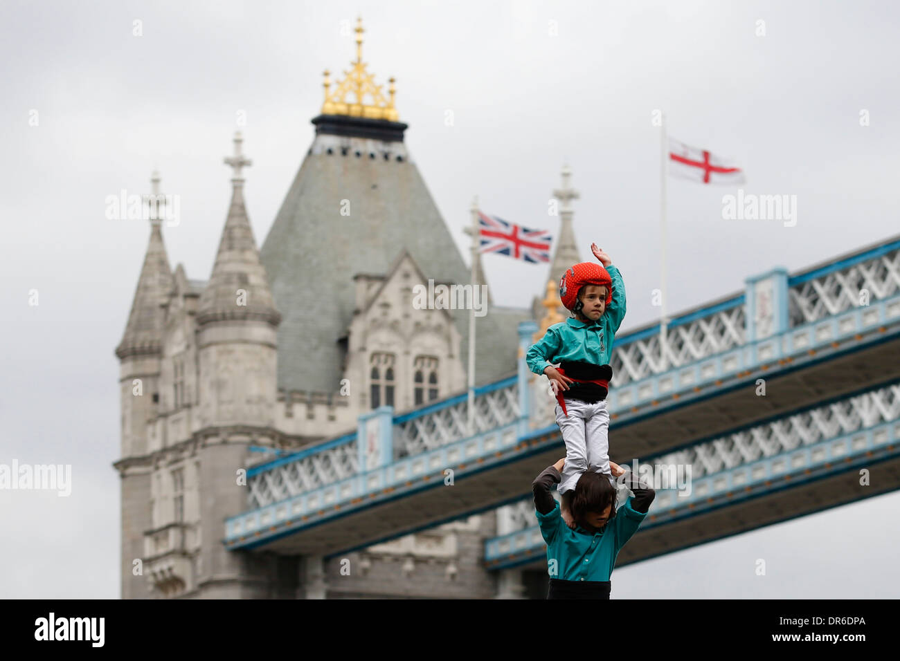 Photocall for London's 'first Human Tower performance' at Potters ...
