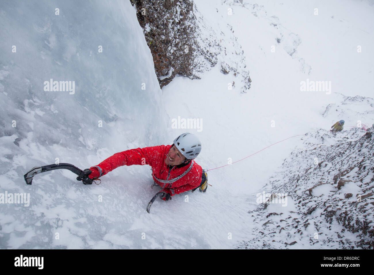 Red Cliff Ice Climbing Stock Photo - Alamy