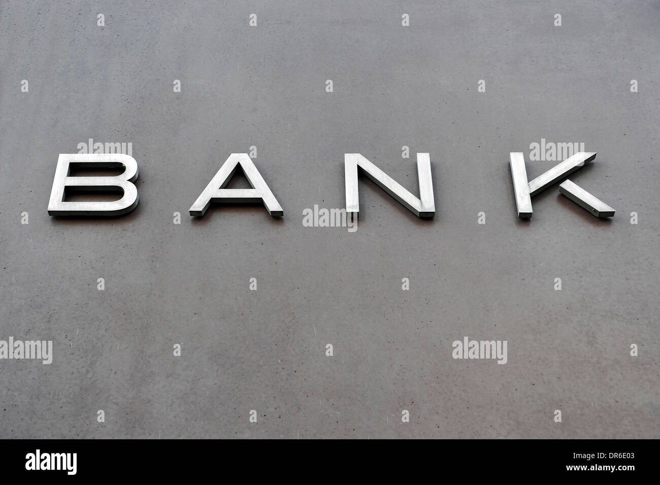 Lettering, Bank on a concrete wall Stock Photo - Alamy