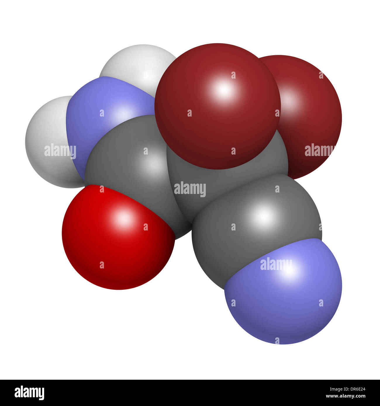 DBNPA (2,2-dibromo-3-nitrilopropionamide) biocide, chemical structure ...