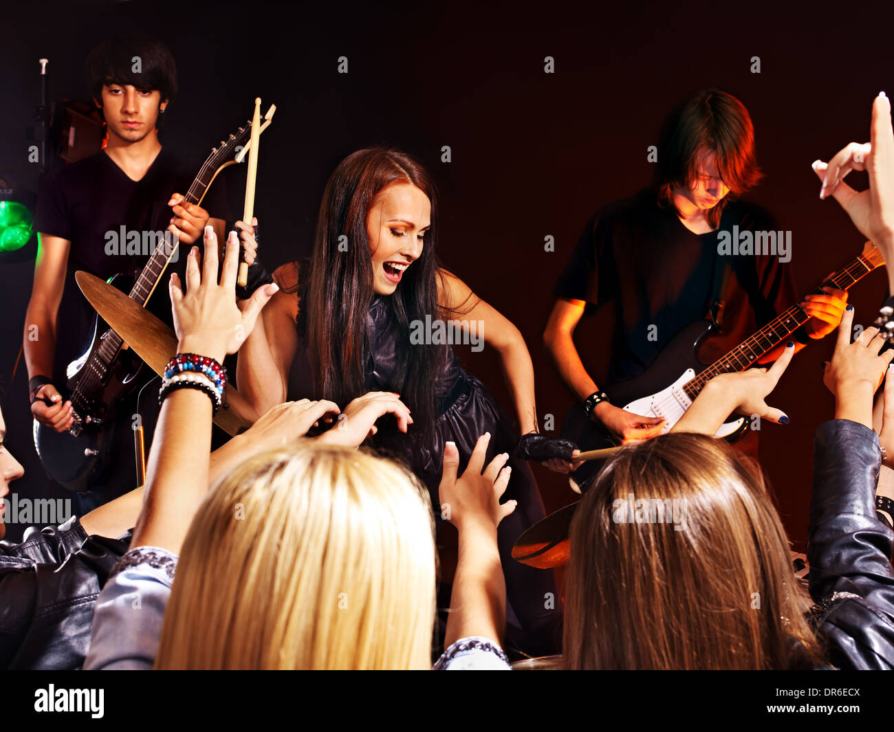 Musical group performance in night club Stock Photo - Alamy