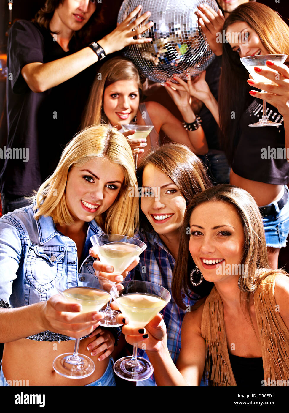 Woman on disco in night club Stock Photo - Alamy