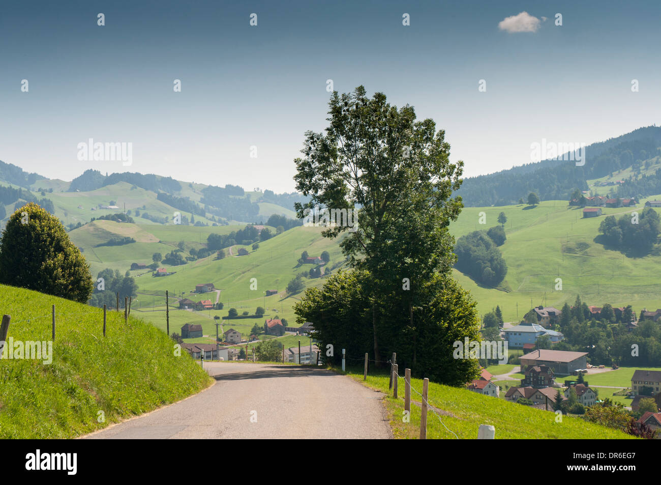 Bike path on the national cycle route 4 (Alpenpanorama Route) between ...