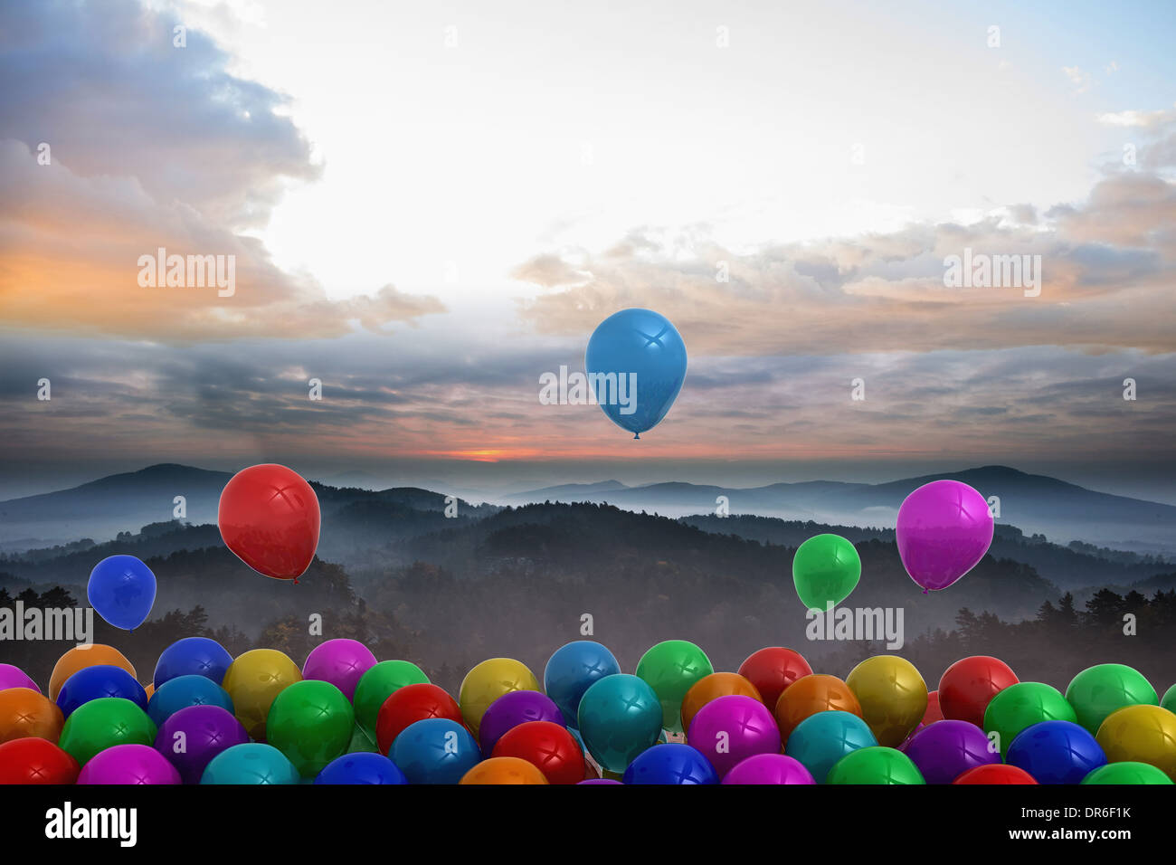 Balloons above clouds hi-res stock photography and images - Alamy