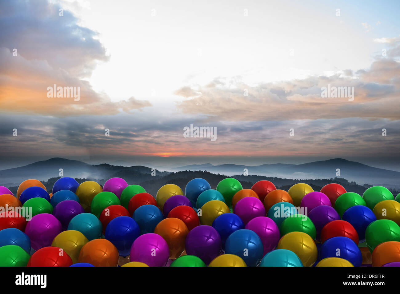Balloons above clouds hi-res stock photography and images - Alamy
