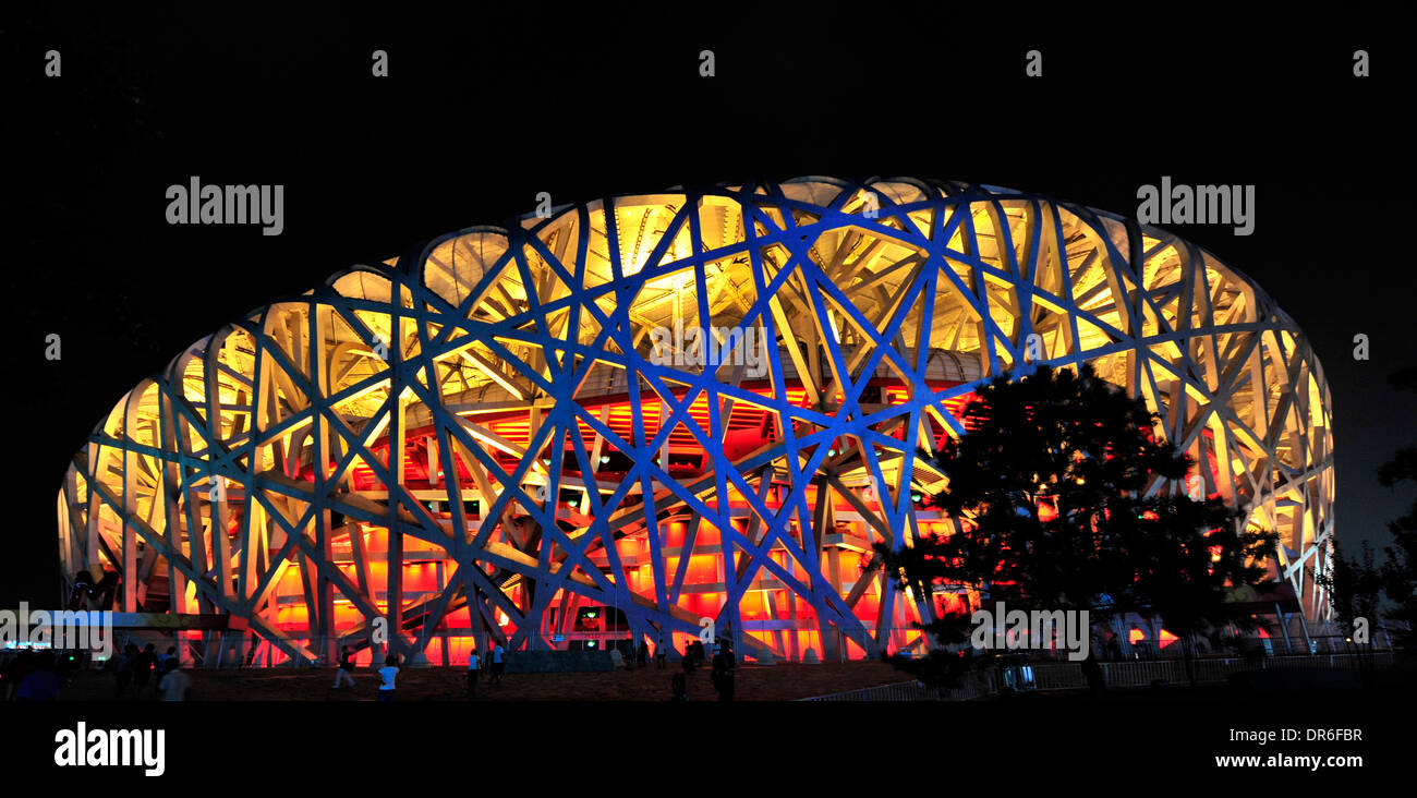 Illuminated Beijing National Stadium Stock Photo - Alamy