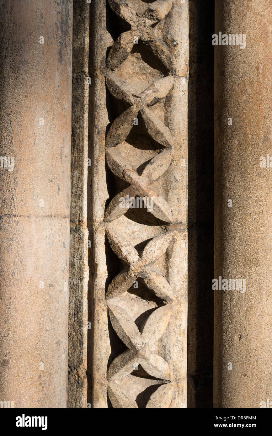 Decorative limestone carvings and masonry crosses on Peterborough ...