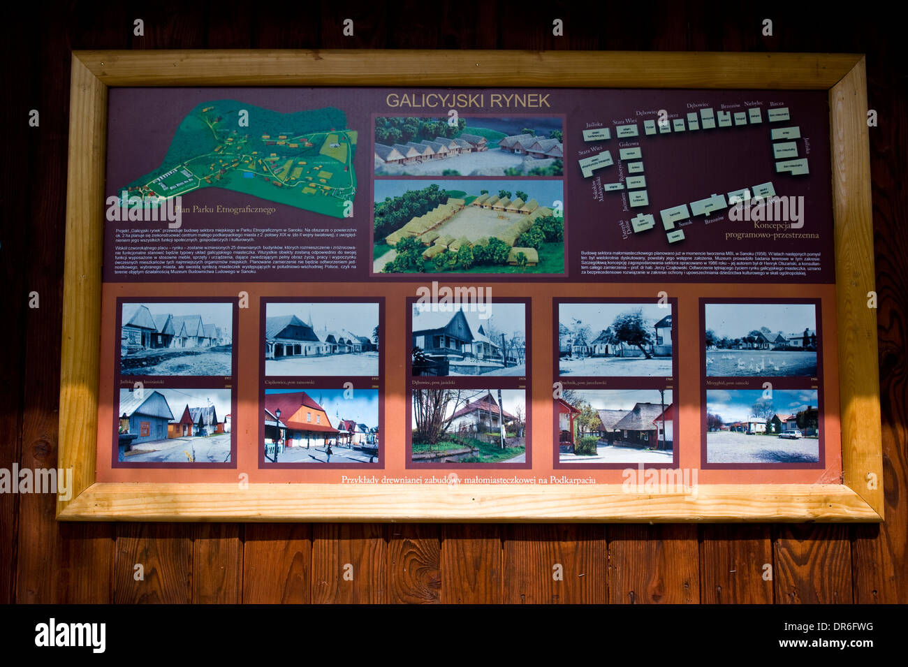 Information board in an open-air museum of traditional architecture in ...