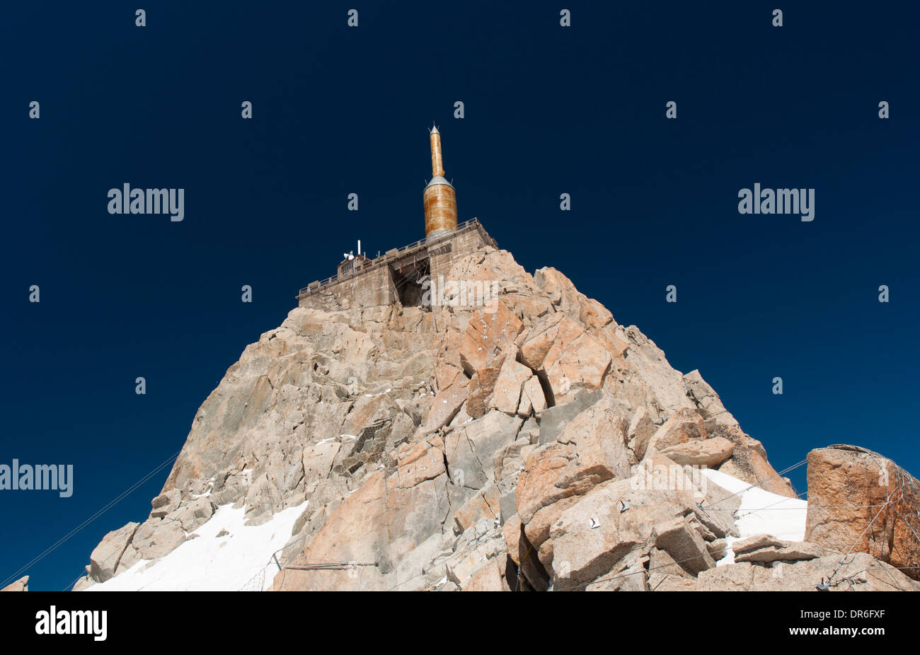 Summit of the Aiguille du Midi (3842m) in the French Alps near Chamonix ...