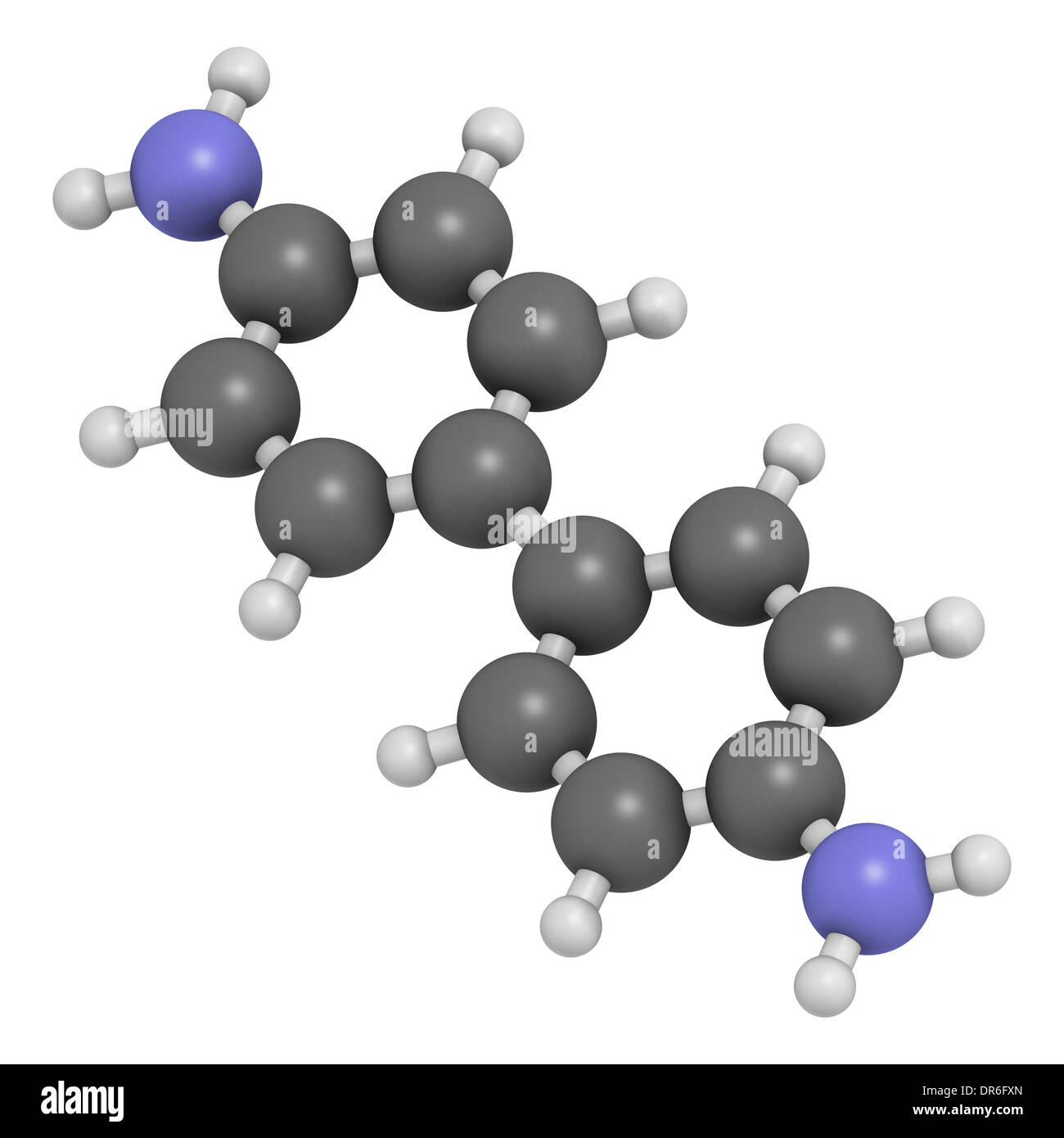 Benzidine (4,4’-diaminobiphenyl) chemical. Highly carcinogenic. Used in ...