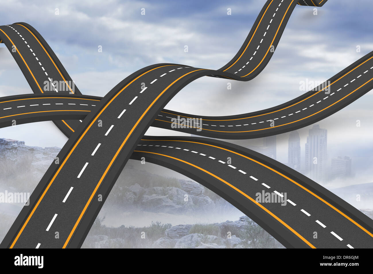 Bumpy roads crossing backdrop Stock Photo - Alamy