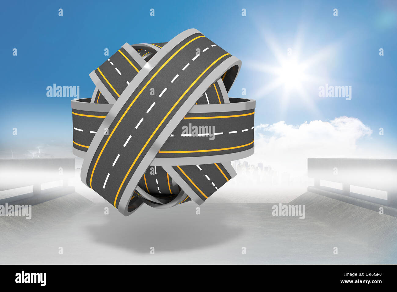 Tangled roads in a ball Stock Photo - Alamy