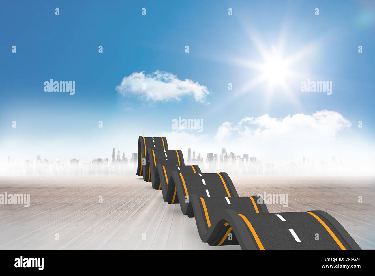 Bumpy road leading to city Stock Photo - Alamy