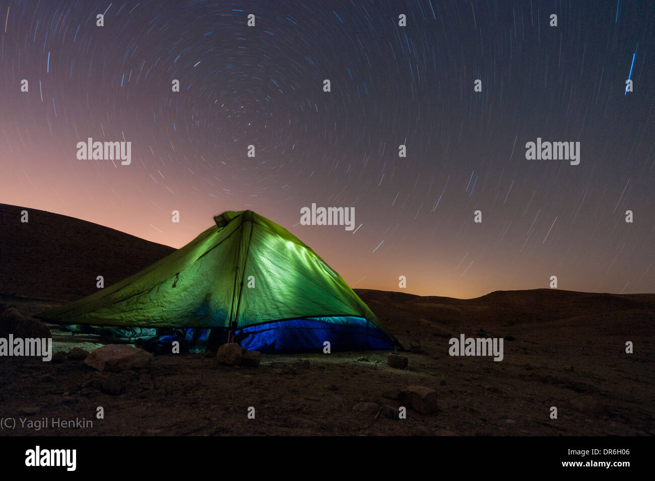 Israel. A tent under star trails in the Negev desert Stock Photo - Alamy
