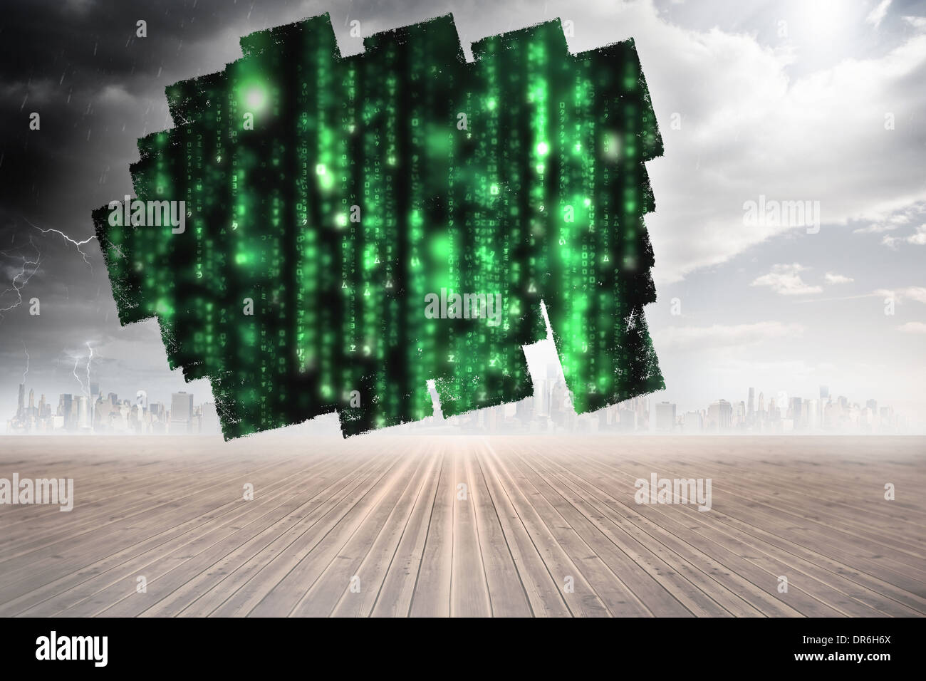 Screen showing green matrix Stock Photo - Alamy