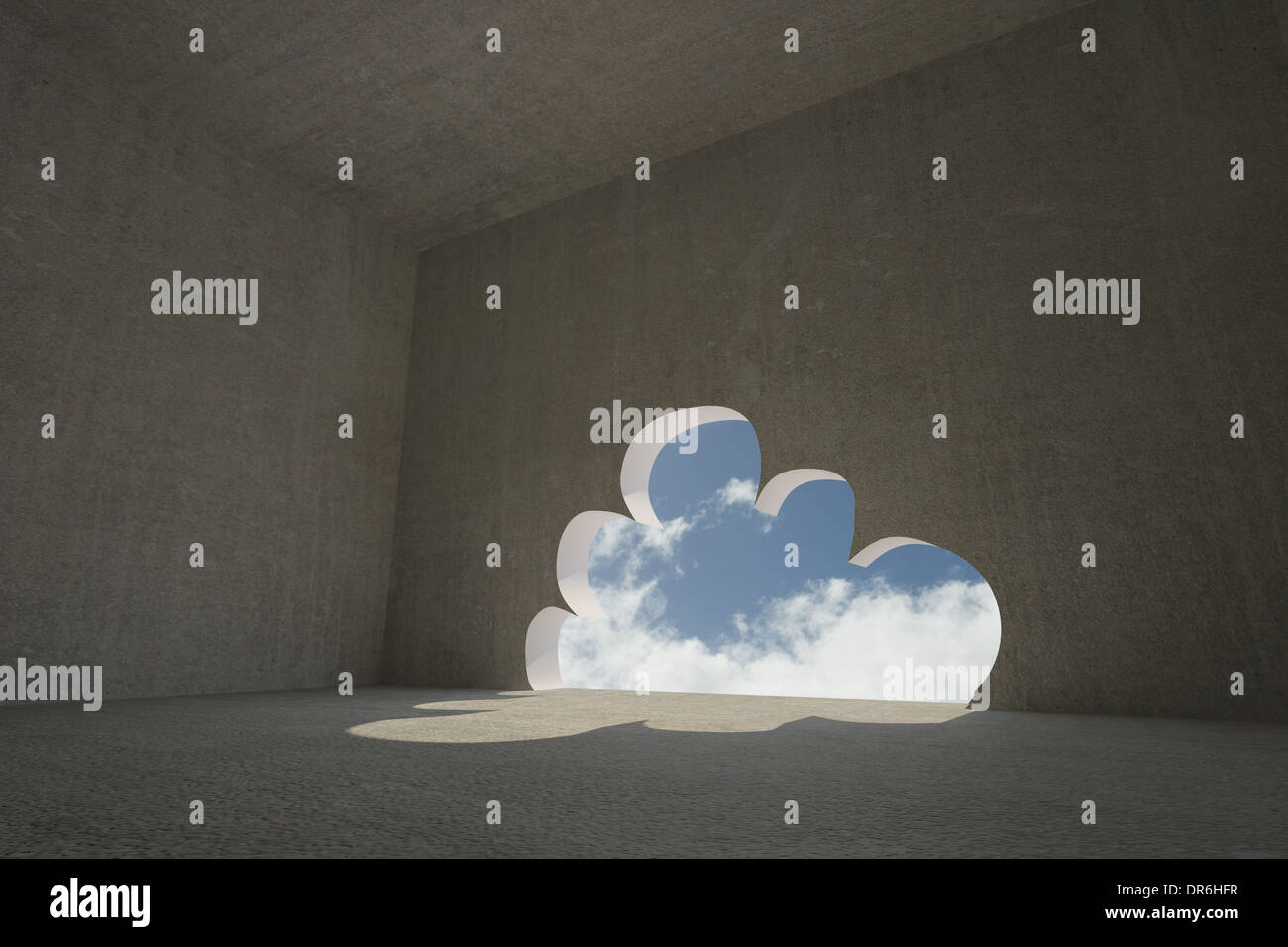 Cloud door in dark room Stock Photo - Alamy