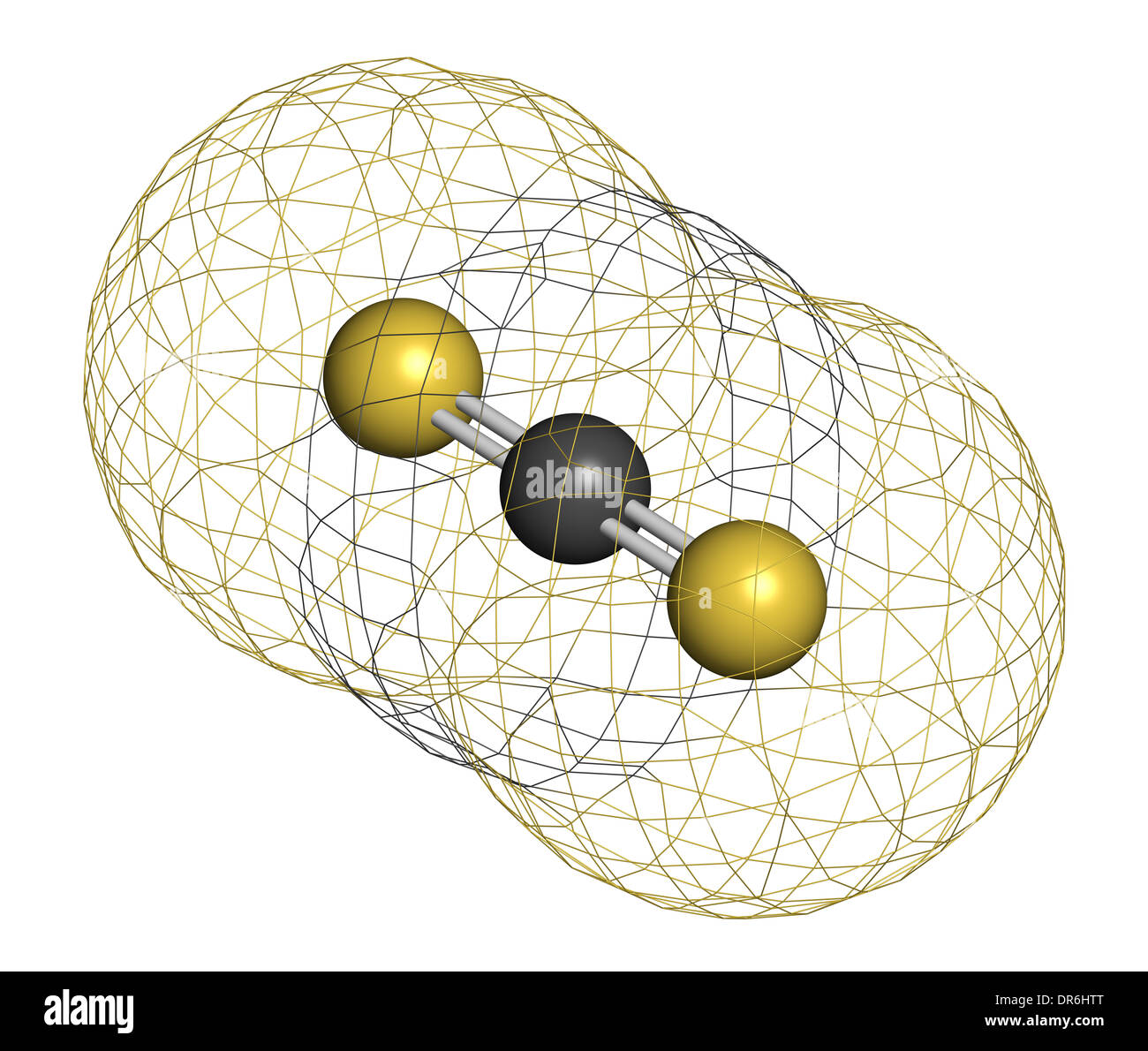 Carbon disulfide (CS2) molecule. Liquid used for fumigation and as ...