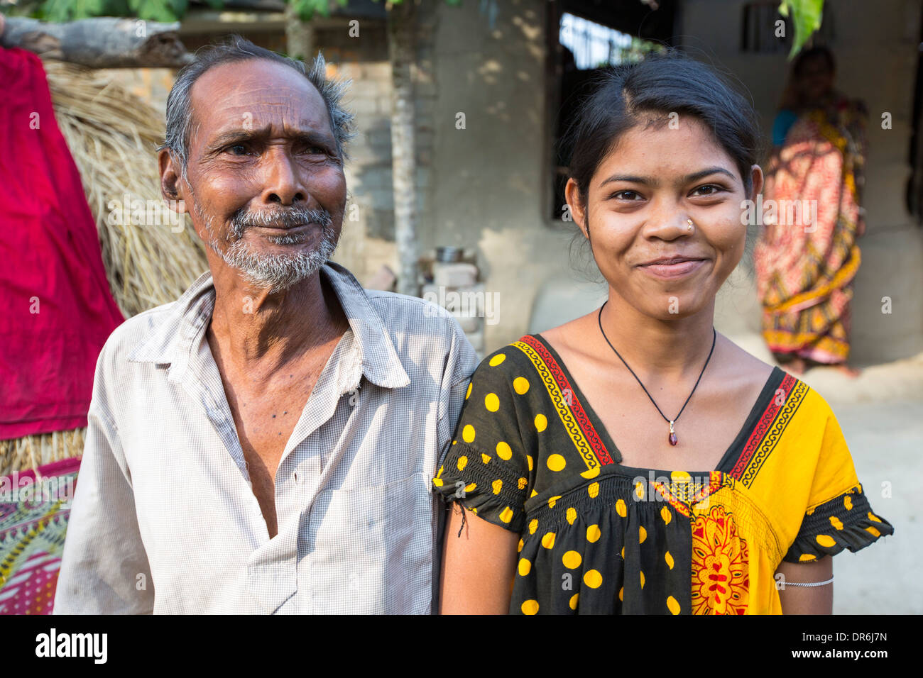 Villagers in a remote subsistence farming village on an island in the ...