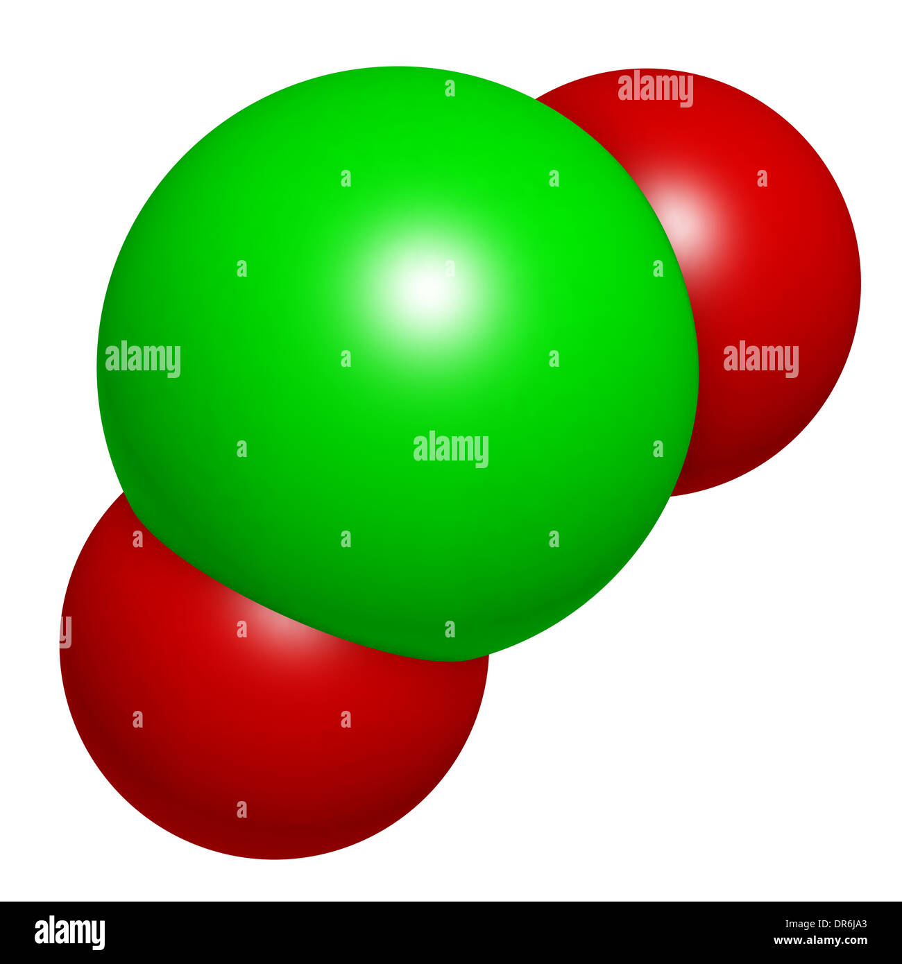 Chlorine dioxide (ClO2) molecule. Used in pulp bleaching and for ...