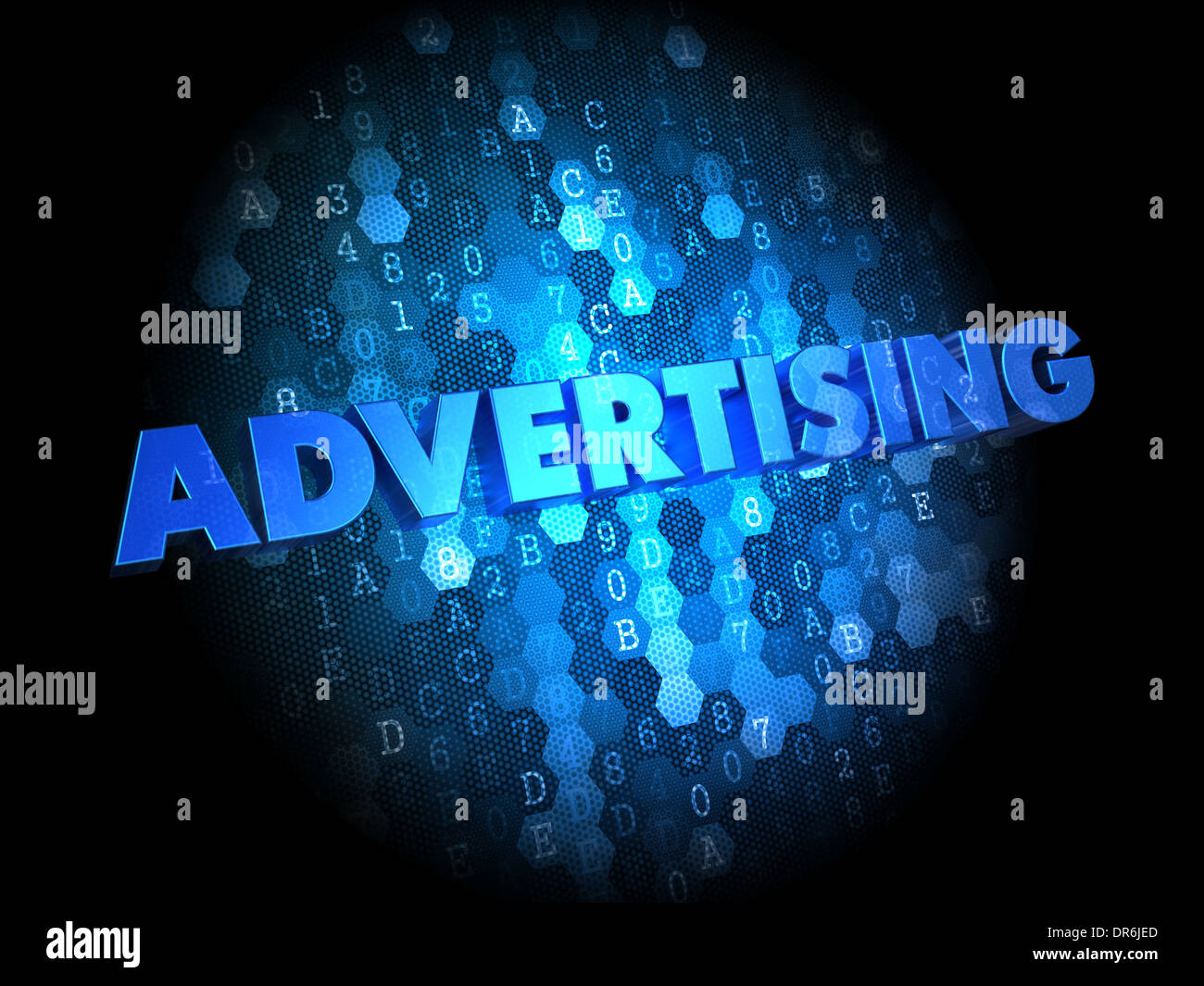 Advertising on Dark Digital Background Stock Photo - Alamy