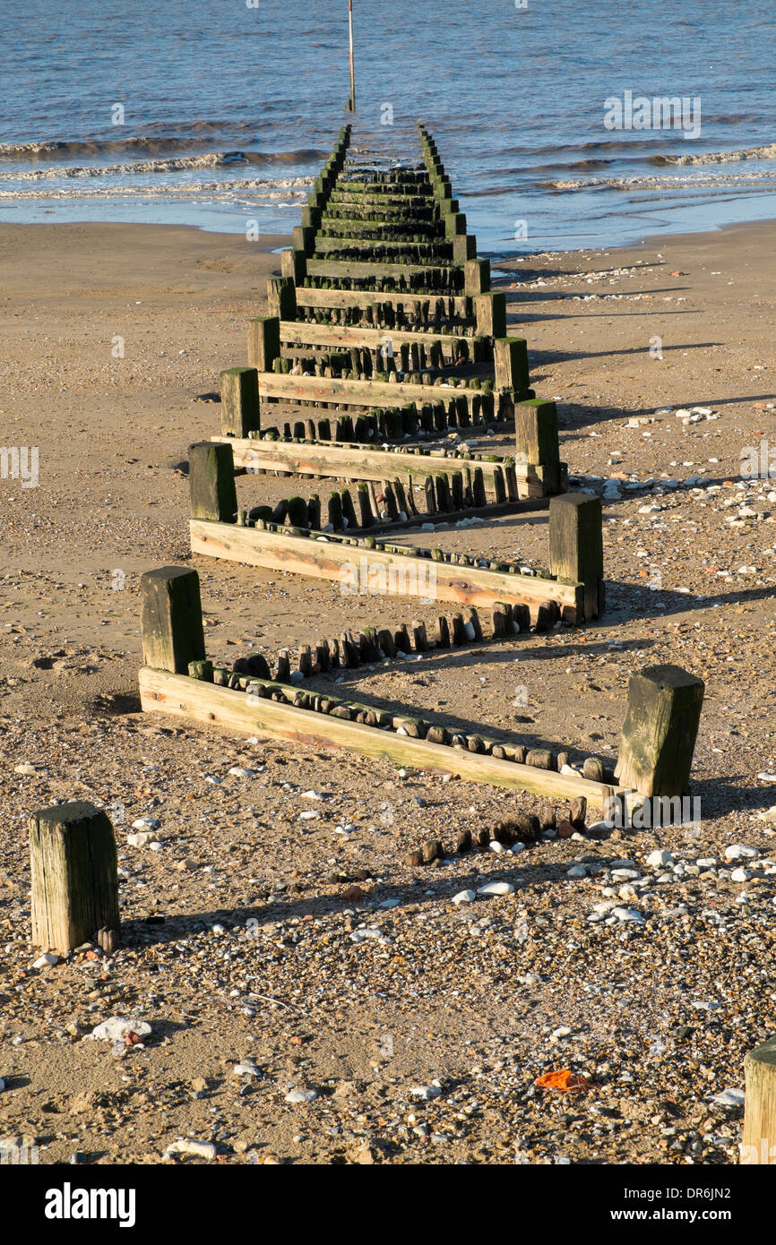 Wooden groynes on Hunstanton Beach, January Stock Photo - Alamy
